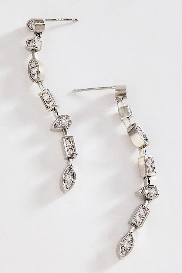 Anthropologie Mixed Gemstone Drop Earrgs - Silver/clear