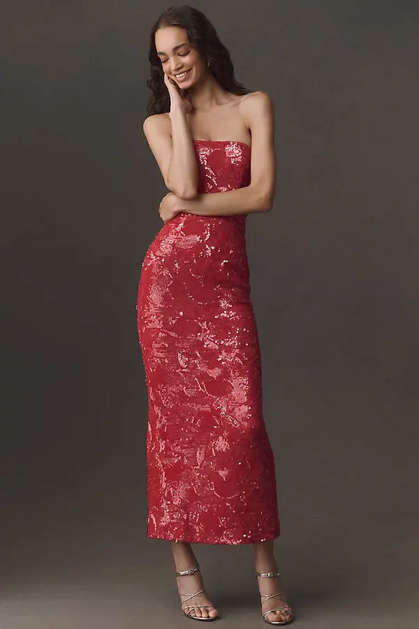 HELSI Leslie Sequin Midi Dress - Red