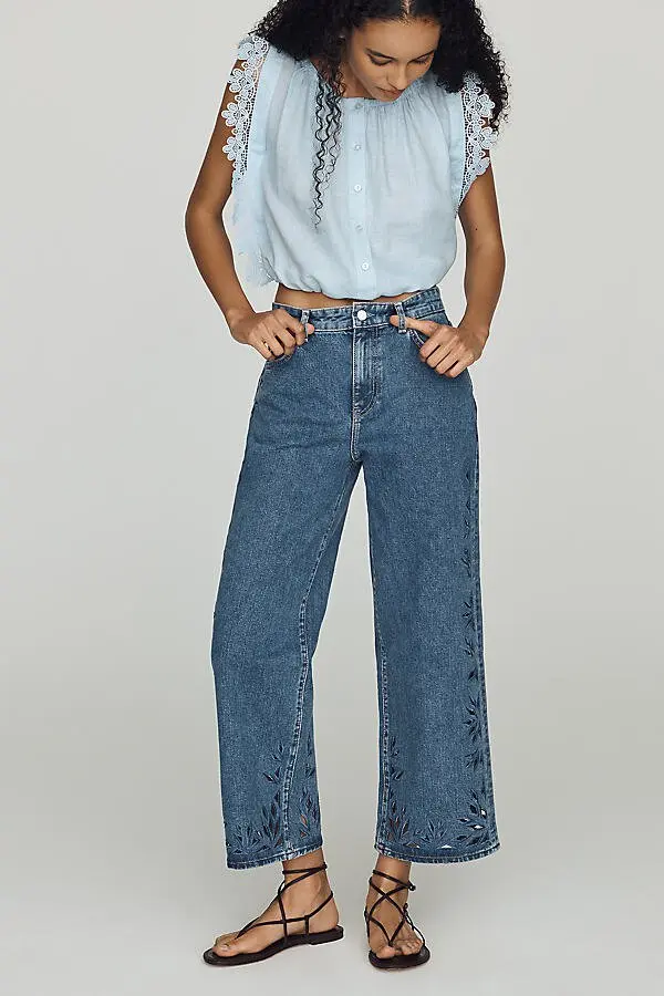 Ag Saige Mid-rise Crop Wide-leg Jeans