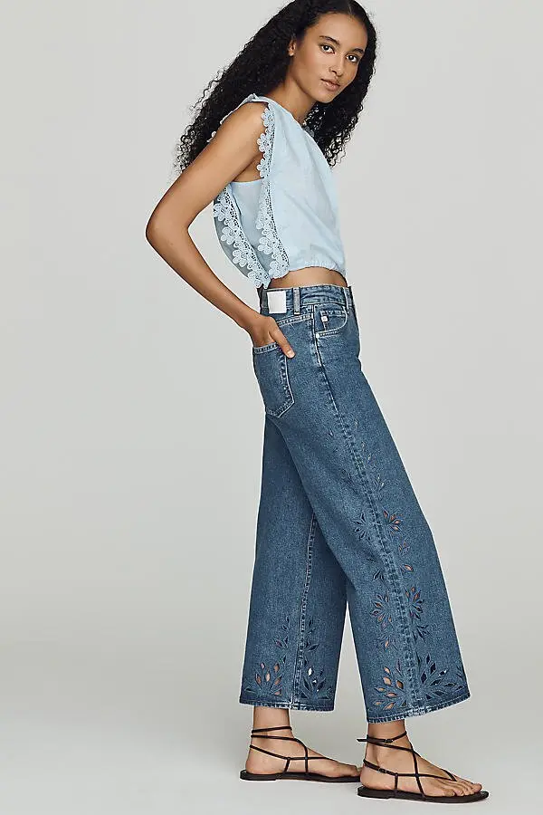 Ag Saige Mid-rise Crop Wide-leg Jeans