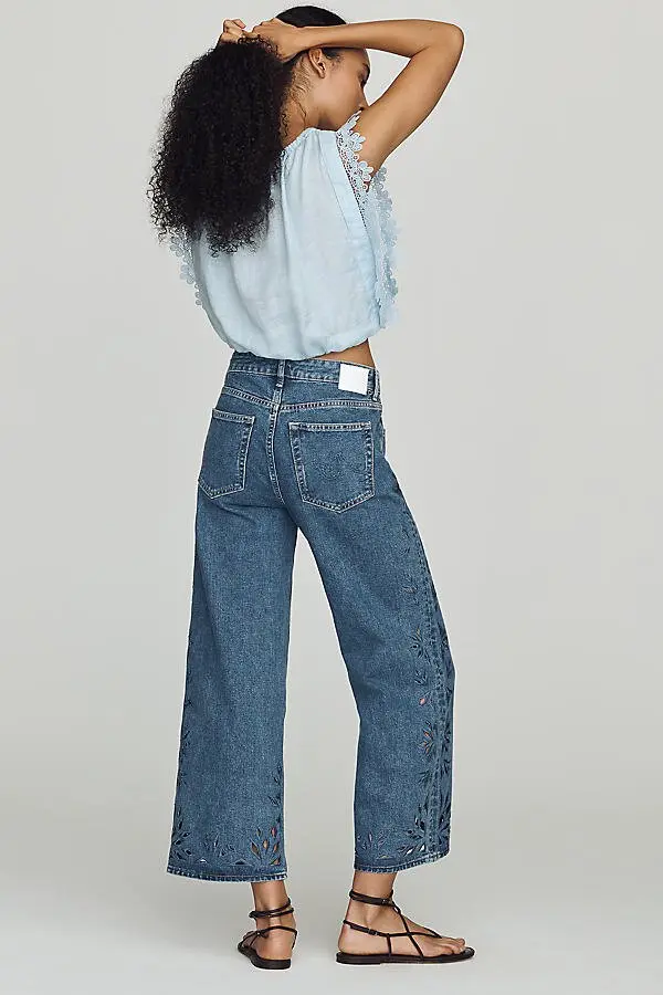 Ag Saige Mid-rise Crop Wide-leg Jeans