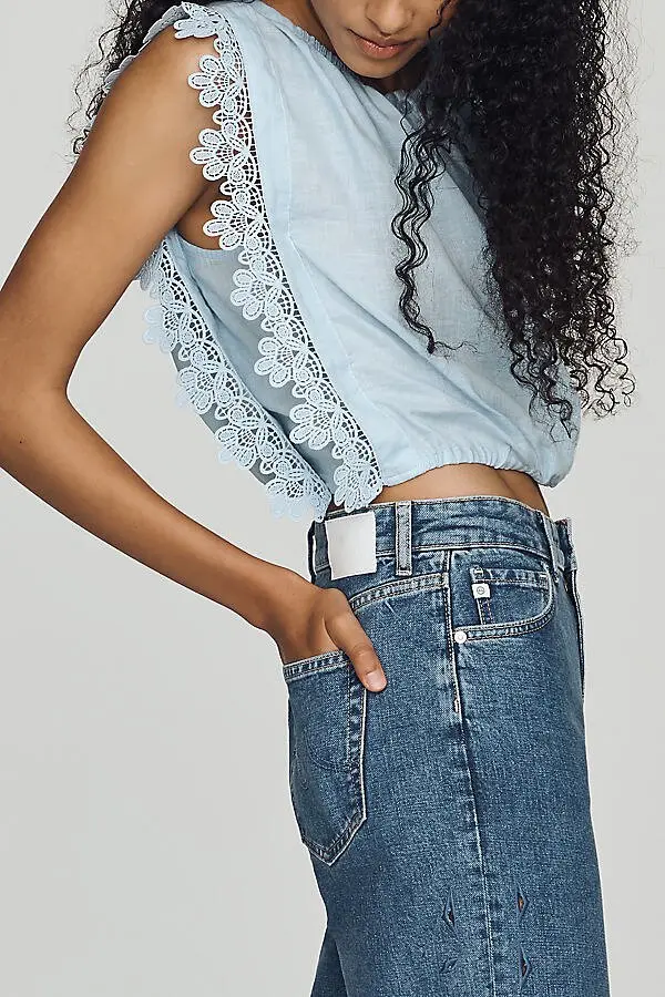 Ag Saige Mid-rise Crop Wide-leg Jeans