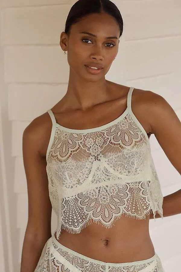 LYREBIRD Lace Crop Cami - Light Green