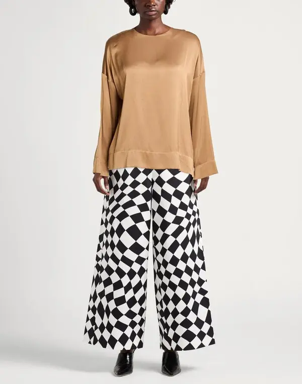 OTTOD'AME Light Brown Viscose Satin Top