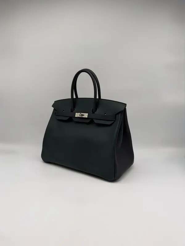 Hermès Birkin Hhs In Vert Foncé / Noir Swift Leather With Palladium Hardware - Multi
