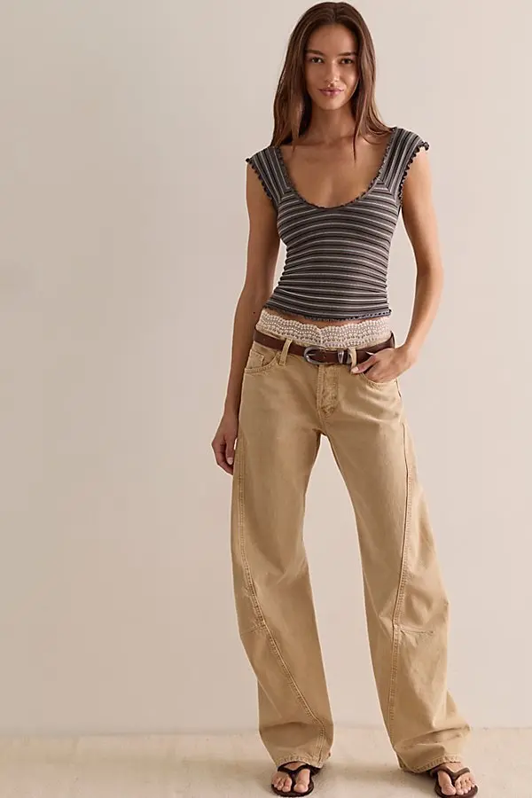 Free People Sunbeam Stripe Tee - Brown Stripe