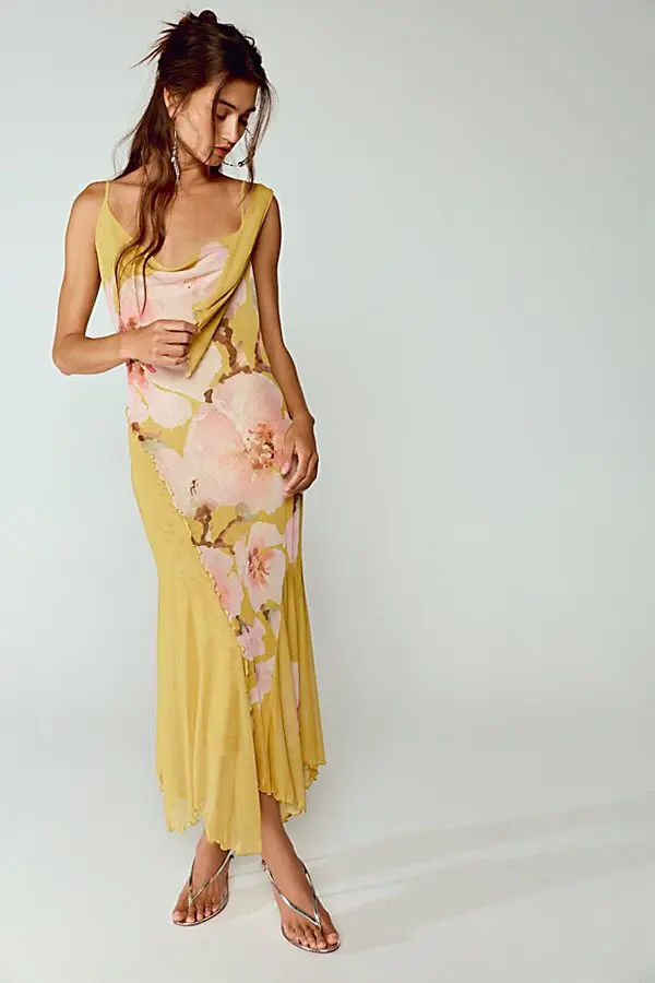 SAEMDI Floral Slip Midi Dress