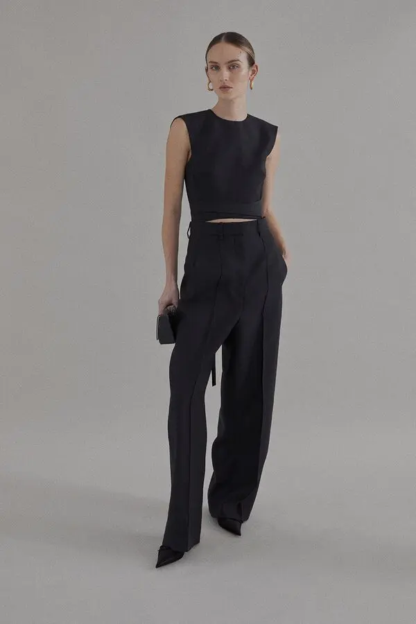 HEIRLOME Abigail Trousers In Silk And Wool - Black