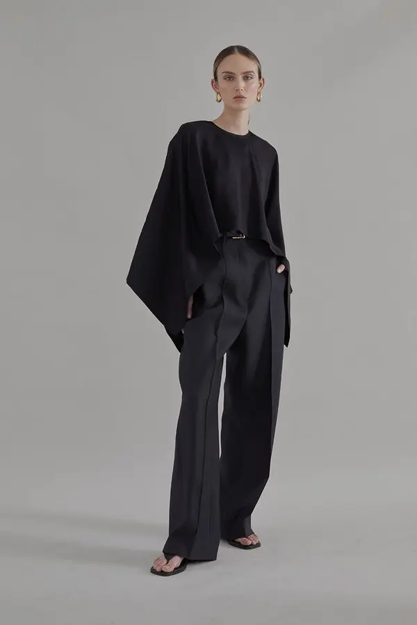 HEIRLOME Abigail Trousers In Silk And Wool - Black