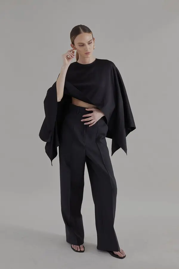 HEIRLOME Abigail Trousers In Silk And Wool - Black