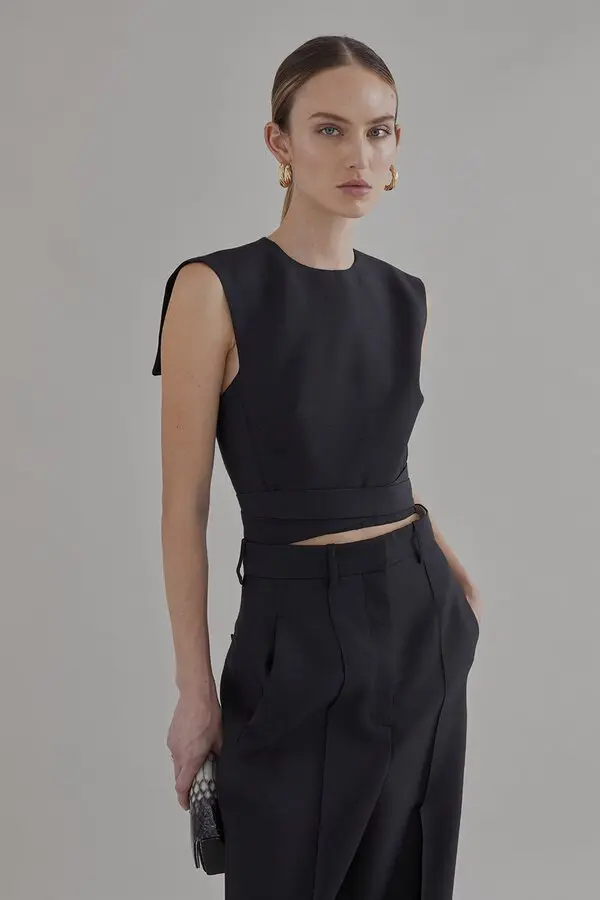 HEIRLOME Abigail Trousers In Silk And Wool - Black