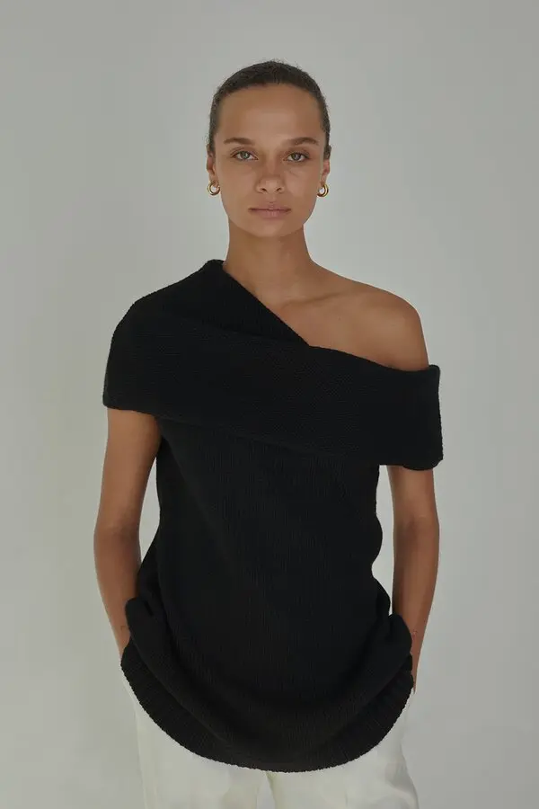 HEIRLOME Isabel Off-shoulder Cashmere Sweater - Black
