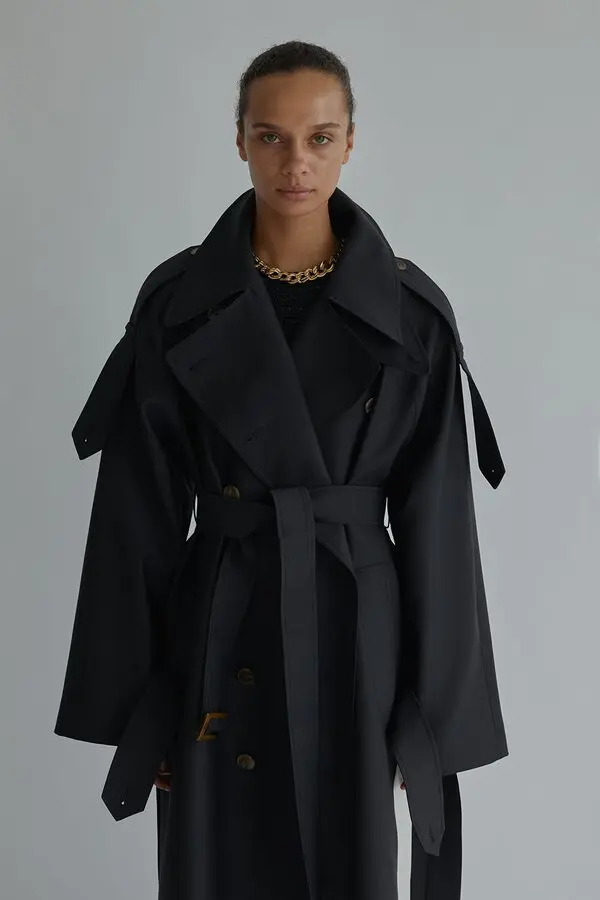 HEIRLOME Micaela Deconstructed Trench Coat In Italian Silk And Wool