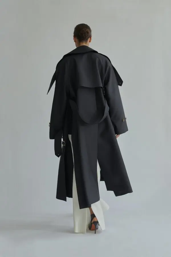 HEIRLOME Micaela Deconstructed Trench Coat In Italian Silk And Wool