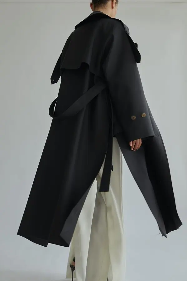 HEIRLOME Micaela Deconstructed Trench Coat In Italian Silk And Wool