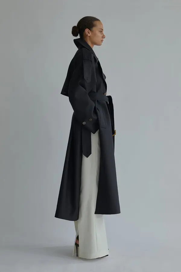 HEIRLOME Micaela Deconstructed Trench Coat In Italian Silk And Wool
