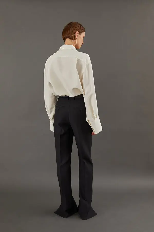 HEIRLOME Nova Tailored Trousers In Silk And Wool - Black