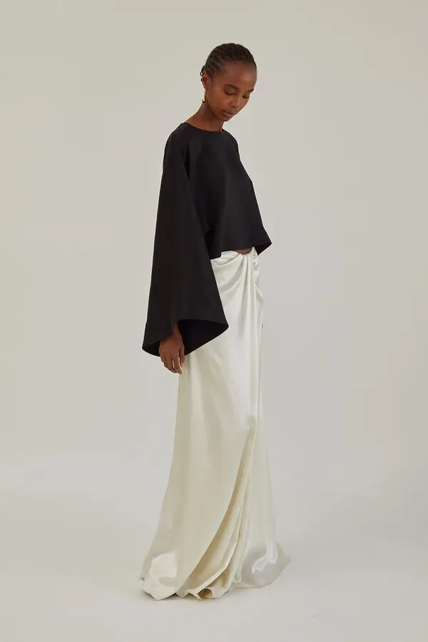 HEIRLOME Eloisa Silk Shantung Top With Kimono Sleeves