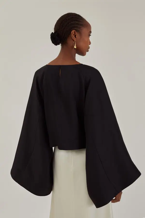 HEIRLOME Eloisa Silk Shantung Top With Kimono Sleeves