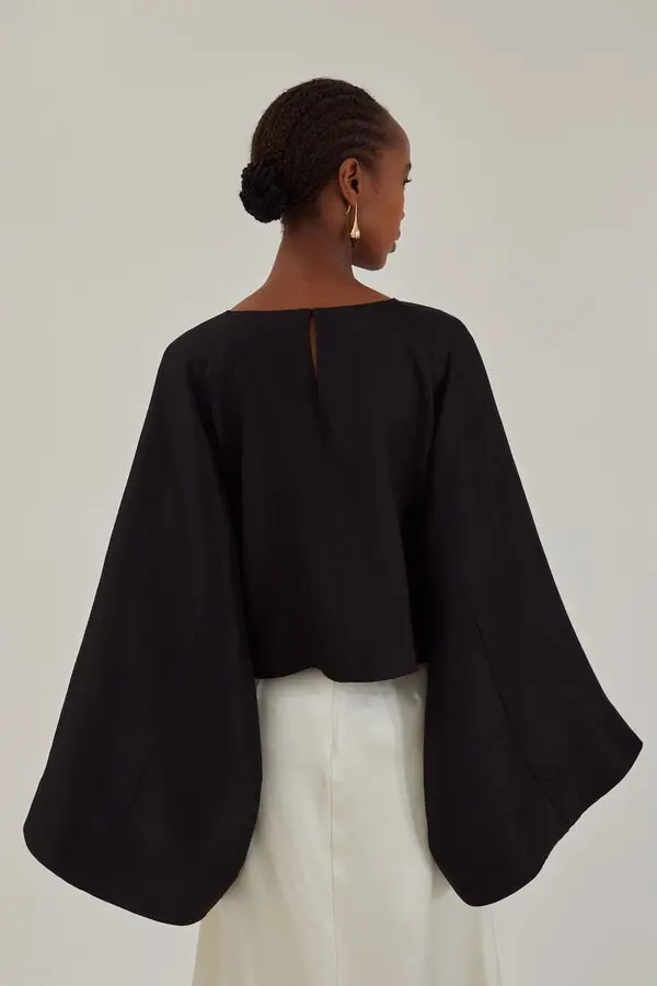 HEIRLOME Eloisa Silk Shantung Top With Kimono Sleeves