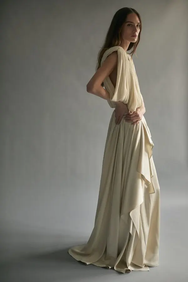 HEIRLOME Maude Silk Satin A-line Skirt - Ecru