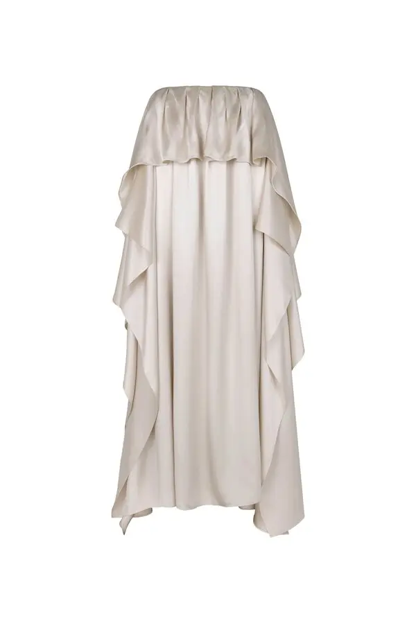 HEIRLOME Maude Silk Satin A-line Skirt - Ecru