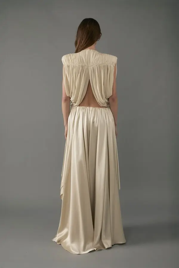 HEIRLOME Maude Silk Satin A-line Skirt - Ecru