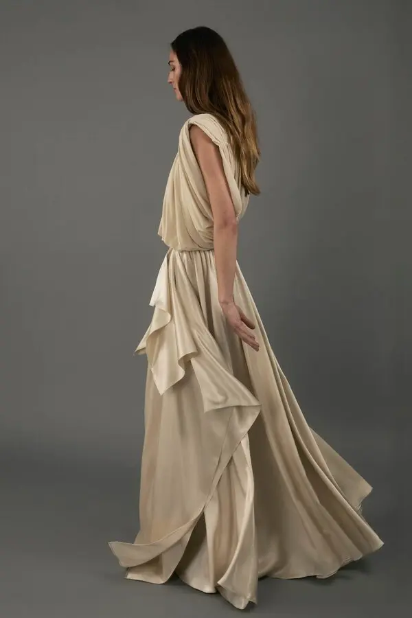 HEIRLOME Maude Silk Satin A-line Skirt - Ecru
