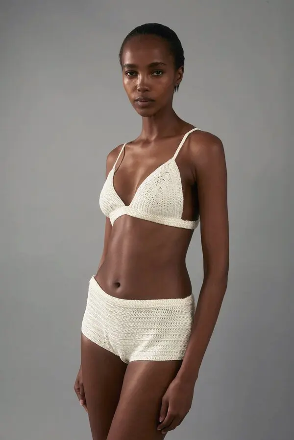 HEIRLOME Agnes Bralette Crochet Bikini Top - Ivory