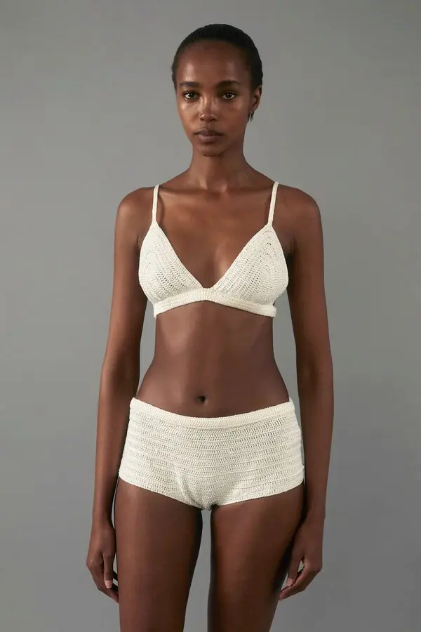HEIRLOME Agnes Bralette Crochet Bikini Top - Ivory