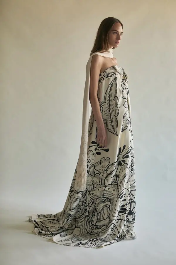 HEIRLOME Strapless Gown With Signature Print