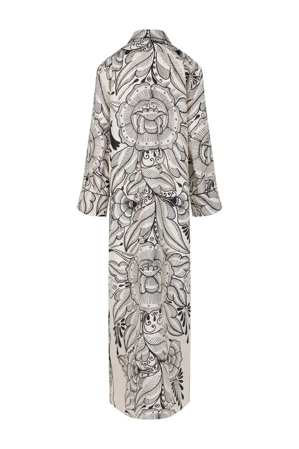 HEIRLOME Bernardina Printed Silk Shantung Maxi Dress