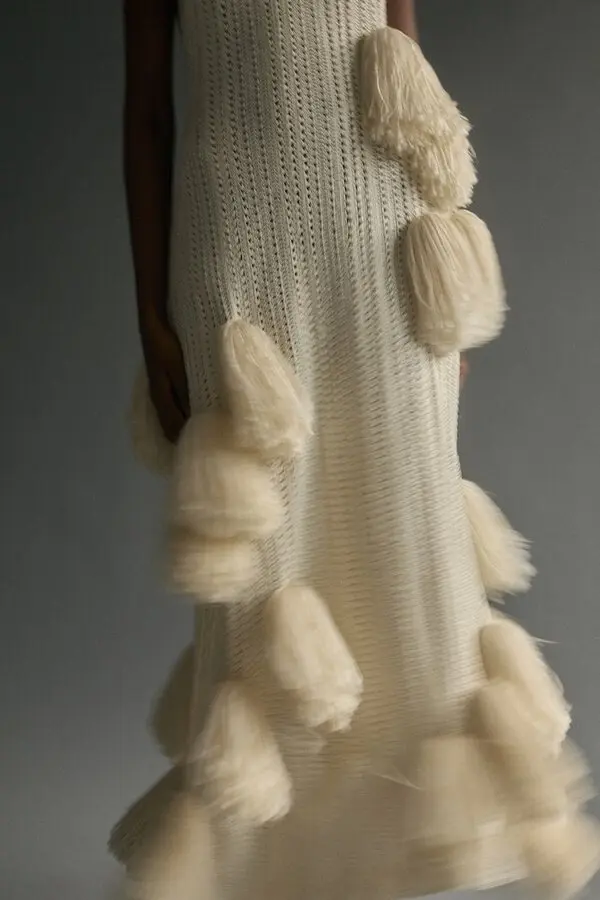 HEIRLOME Heirloom Handcrafted Pom-pom Knit Maxi Dress