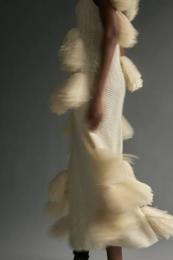 HEIRLOME Heirloom Handcrafted Pom-pom Knit Maxi Dress