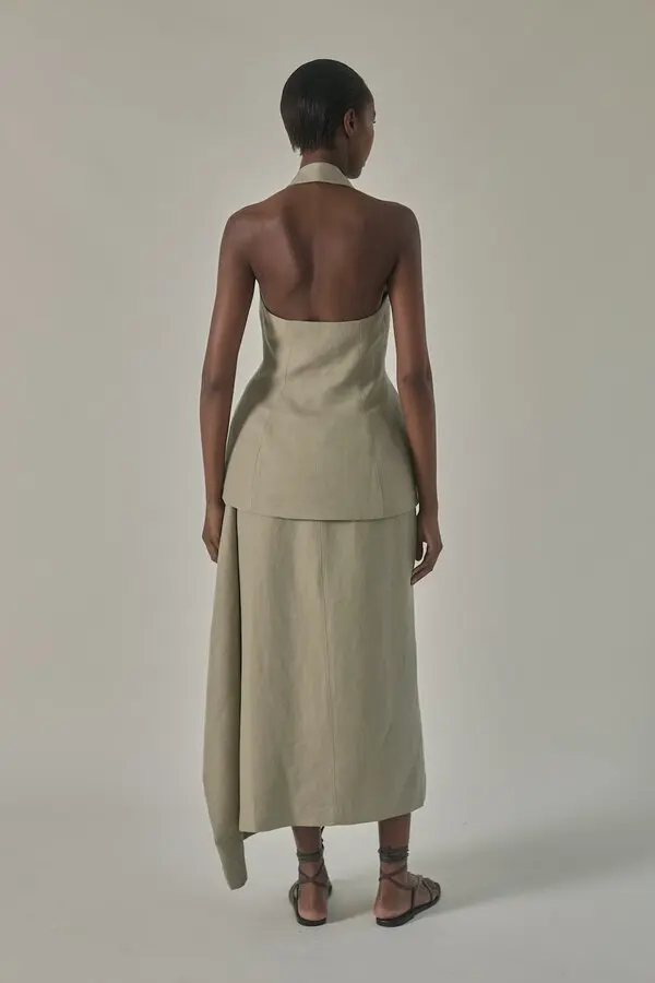 HEIRLOME Augusta Skirt In Linen - Sage