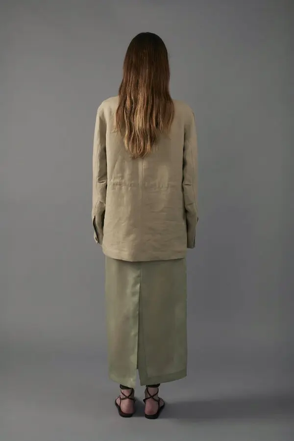 HEIRLOME Barn Jacket In Italian Compact Linen - Sage