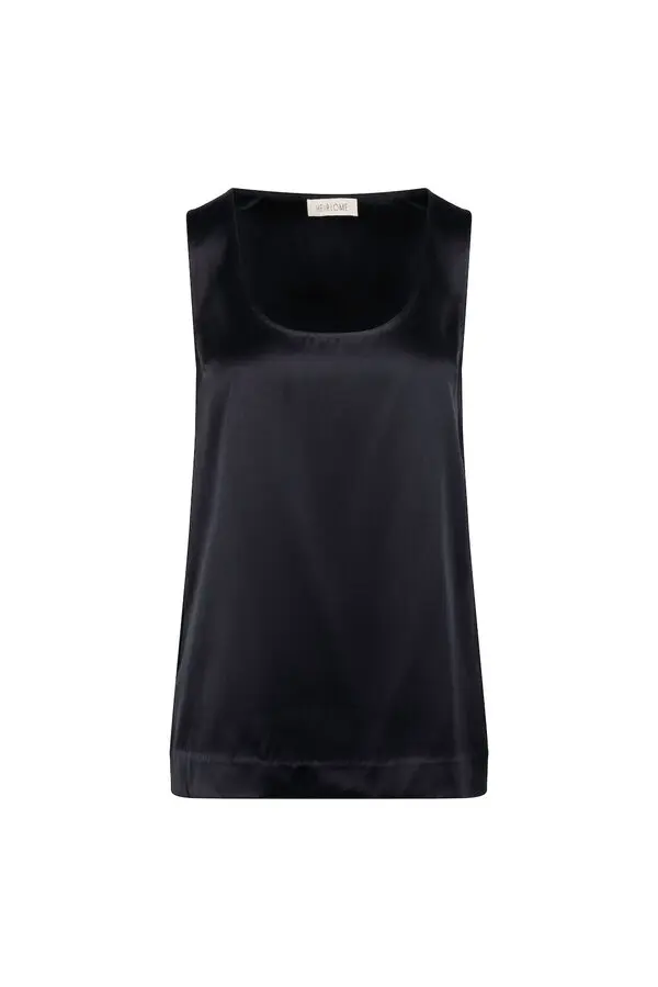 HEIRLOME Elaine Silk Satin Tank Top - Black
