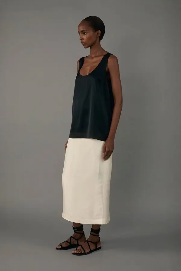 HEIRLOME Elaine Silk Satin Tank Top - Black