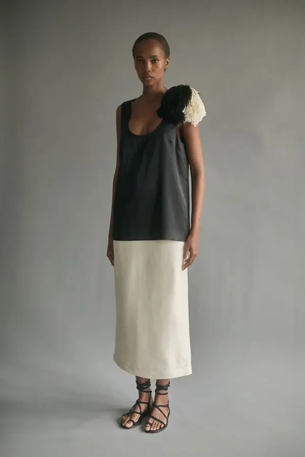 HEIRLOME Elaine Silk Satin Tank Top - Black