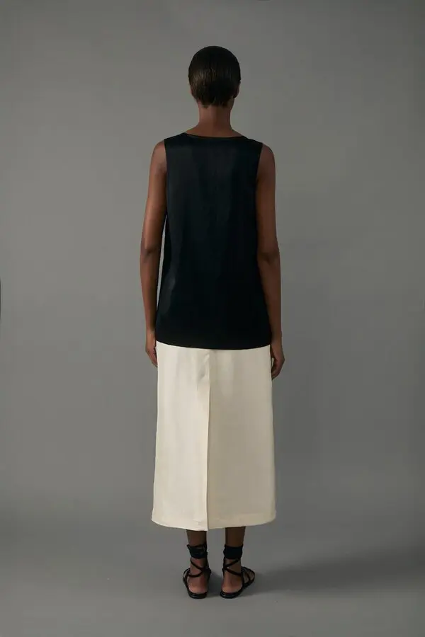 HEIRLOME Elaine Silk Satin Tank Top - Black