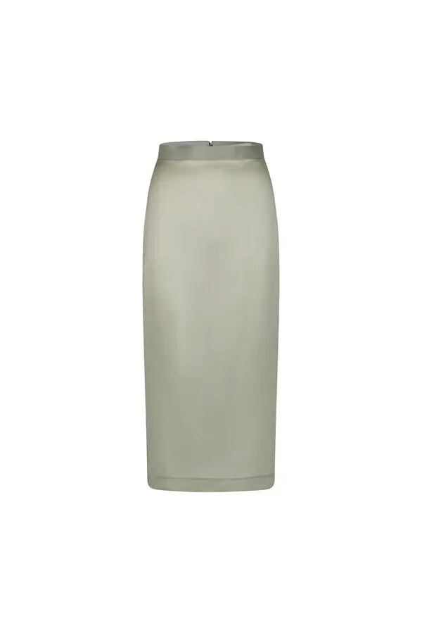 HEIRLOME Irene Midi Skirt In Satin-faced Silk Organza - Moss
