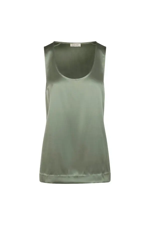 HEIRLOME Elaine Top In Double-faced Silk Satin - Moss