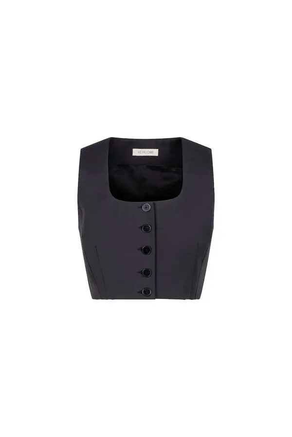 HEIRLOME Pamela Cropped Silk Wool Faille Top