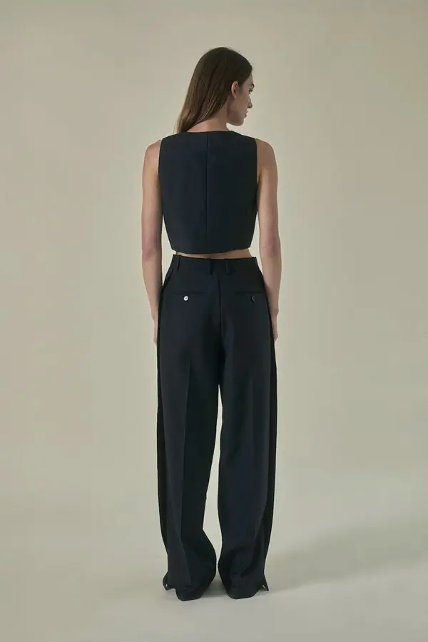 HEIRLOME Pamela Cropped Silk Wool Faille Top