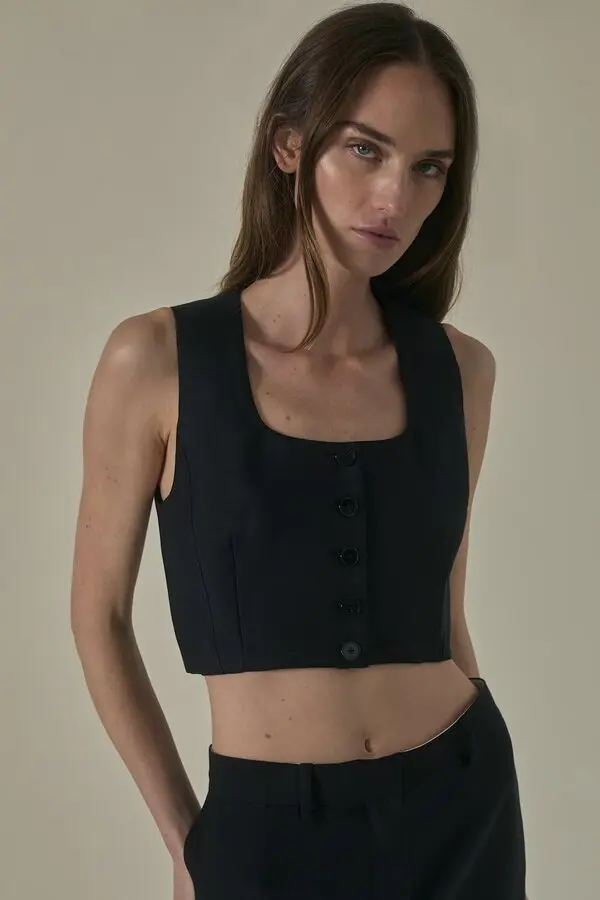 HEIRLOME Pamela Cropped Silk Wool Faille Top