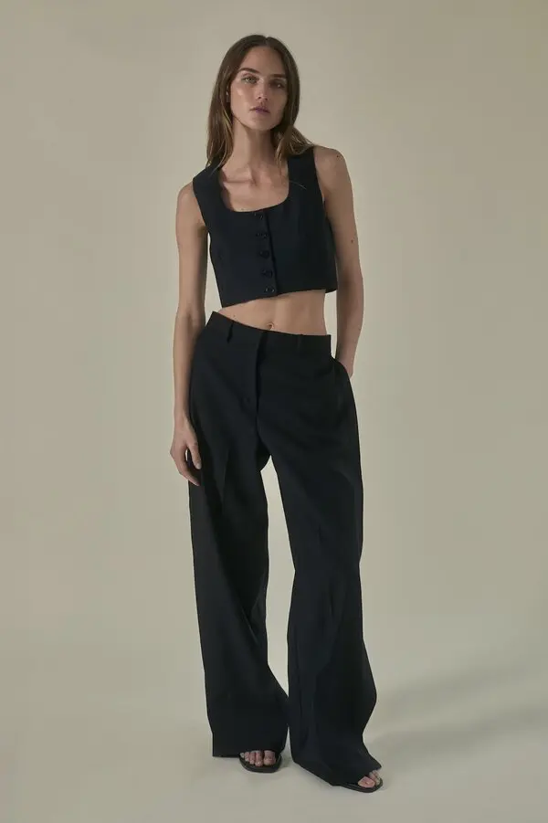 HEIRLOME Pamela Cropped Silk Wool Faille Top