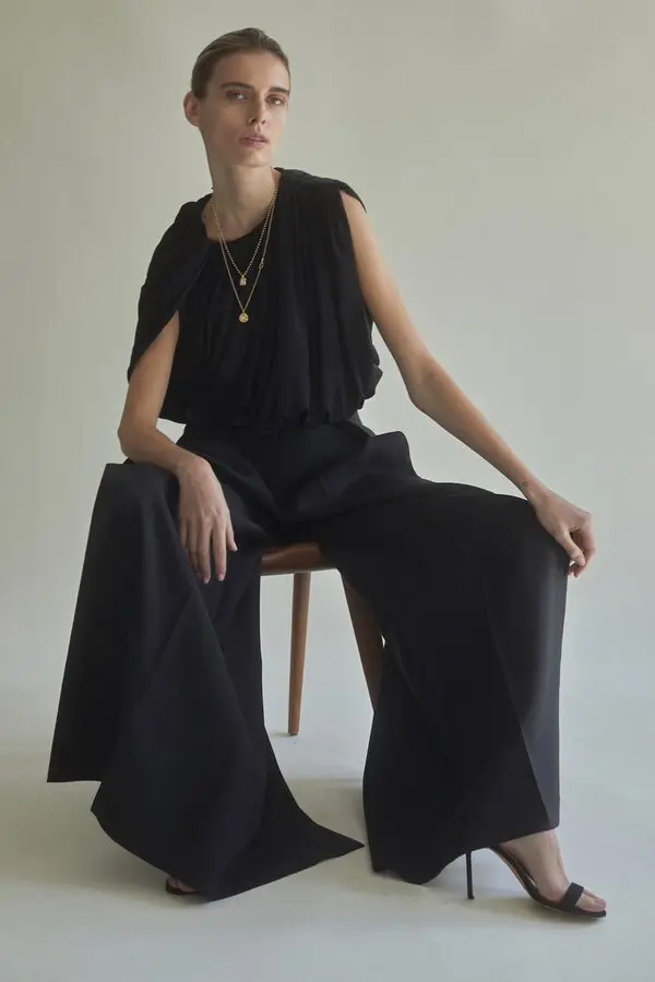 HEIRLOME Tova Tailored Silk & Wool Faille Trousers
