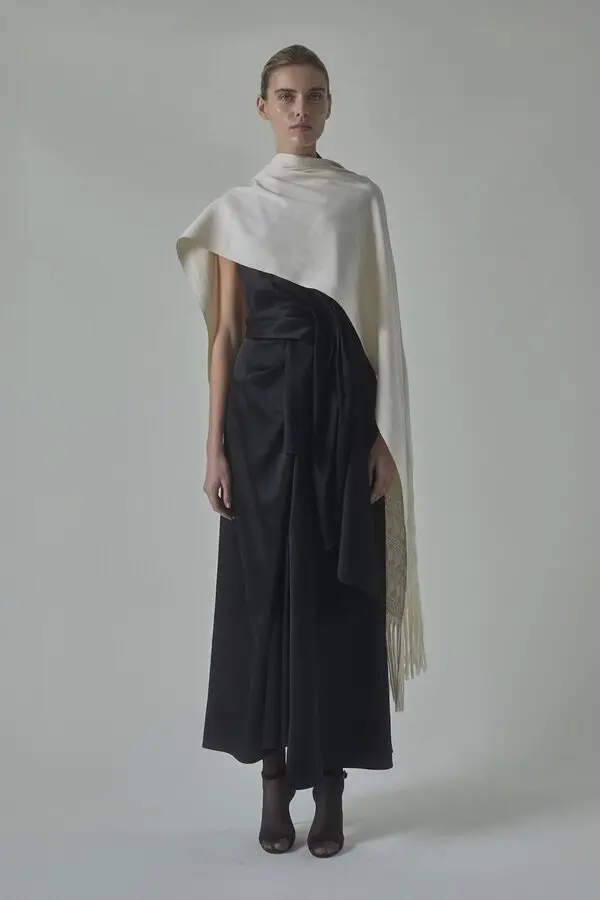 HEIRLOME Barbara Halterneck Dress In Double-face Silk Satin - Black