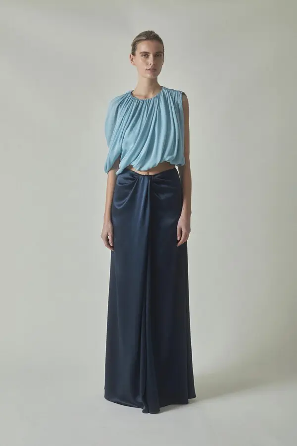 HEIRLOME Leticia Maxi Skirt In Silk Crepe-back Satin - Deep Teal