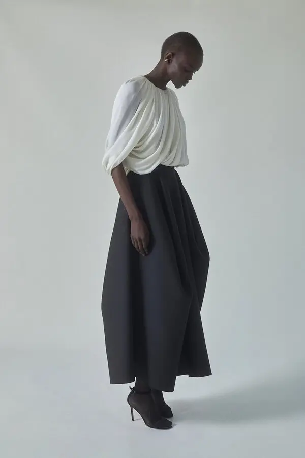 HEIRLOME Emilia Skirt In Italian Silk-wool Faille